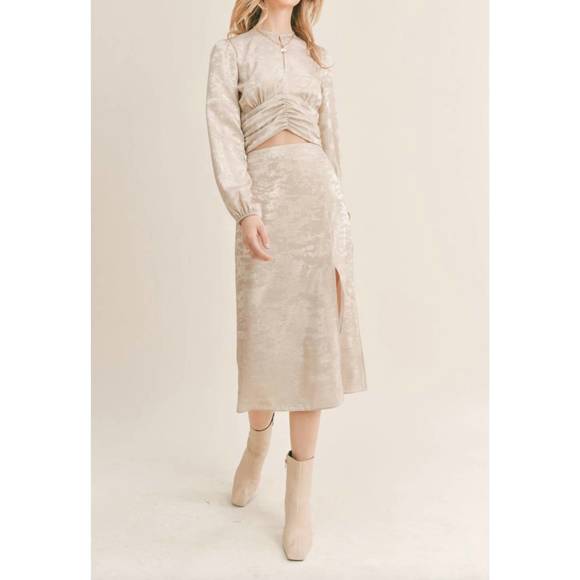 Sage | Skirts | New Sage The Label Luxe Midi Skirt In Champagne | Poshmark